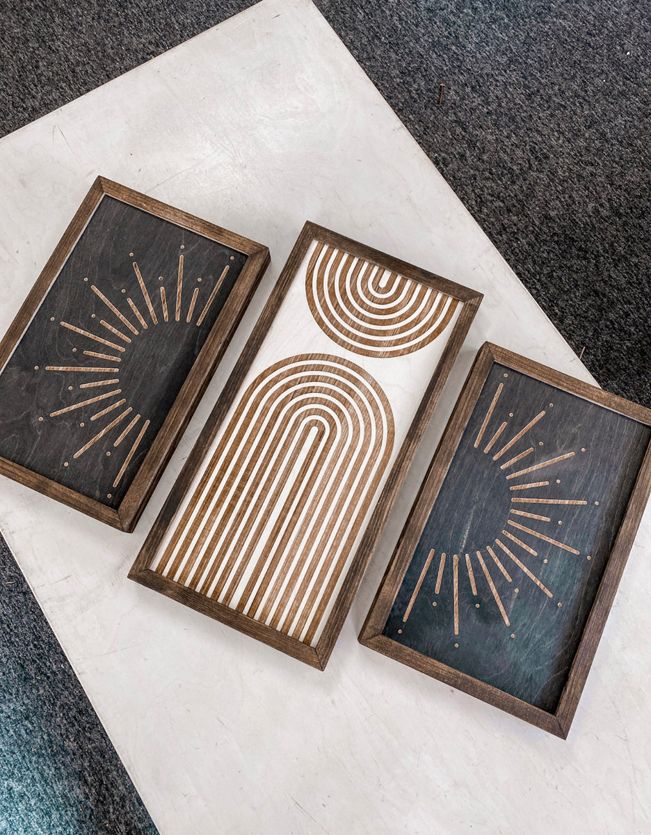 Three Piece Rainbow & Sunburst Artwork Set – Birch and Home