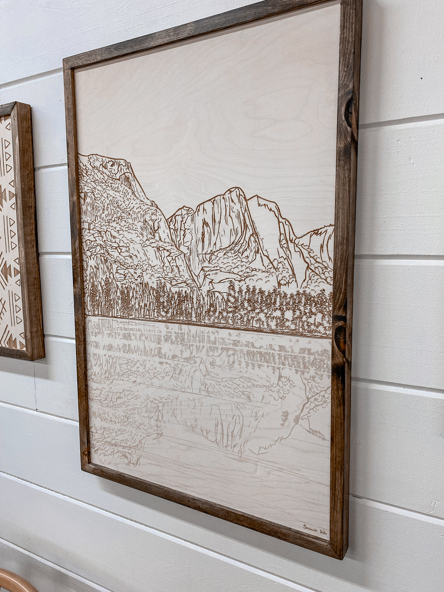 3 Piece Hand Yosemite Falls with Aztec Wood Artwork – Birch and Home