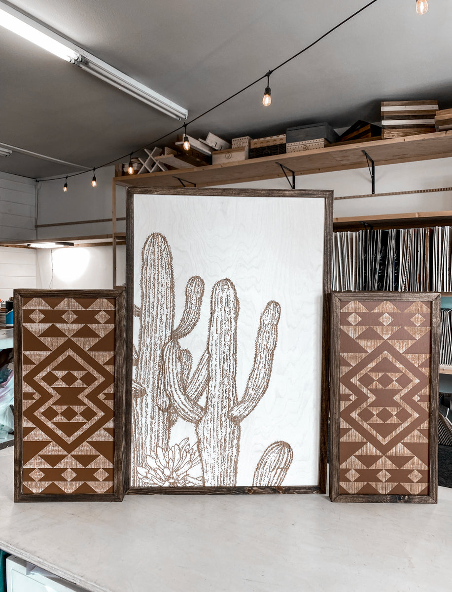 Hand Sketched Cactus & Aztec Artwork Set – Birch and Home