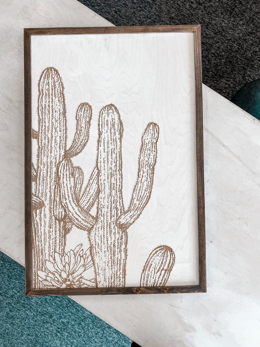 Cactus Wooden Artwork – Birch and Home