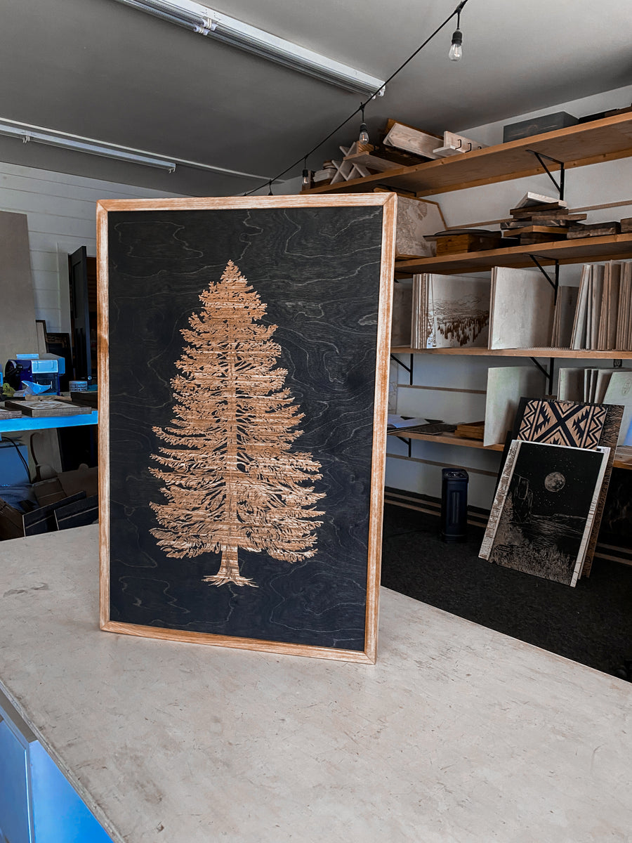 Evergreen Tree Wood Wall Art – Birch and Home